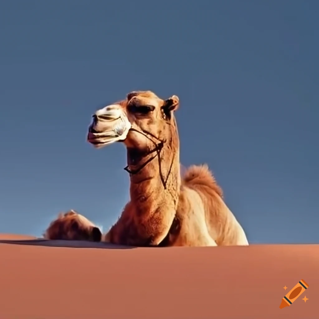 Camel in the cinematic desert on Craiyon