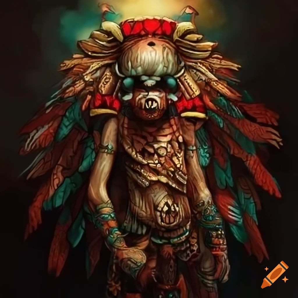 Aztec boy with a horror-themed appearance on Craiyon