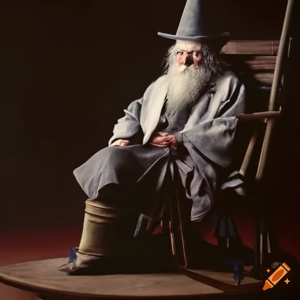 Wizard sitting on a high chair on Craiyon