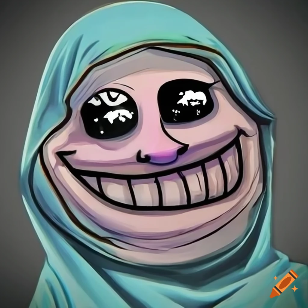 Humorous trollface with islamic text on Craiyon