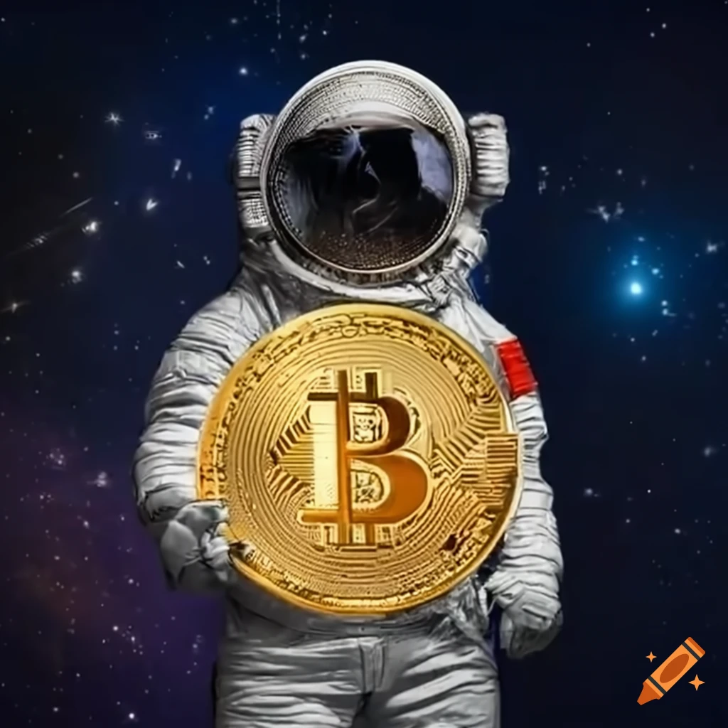 Astronaut with a big bitcoin coin in space on Craiyon