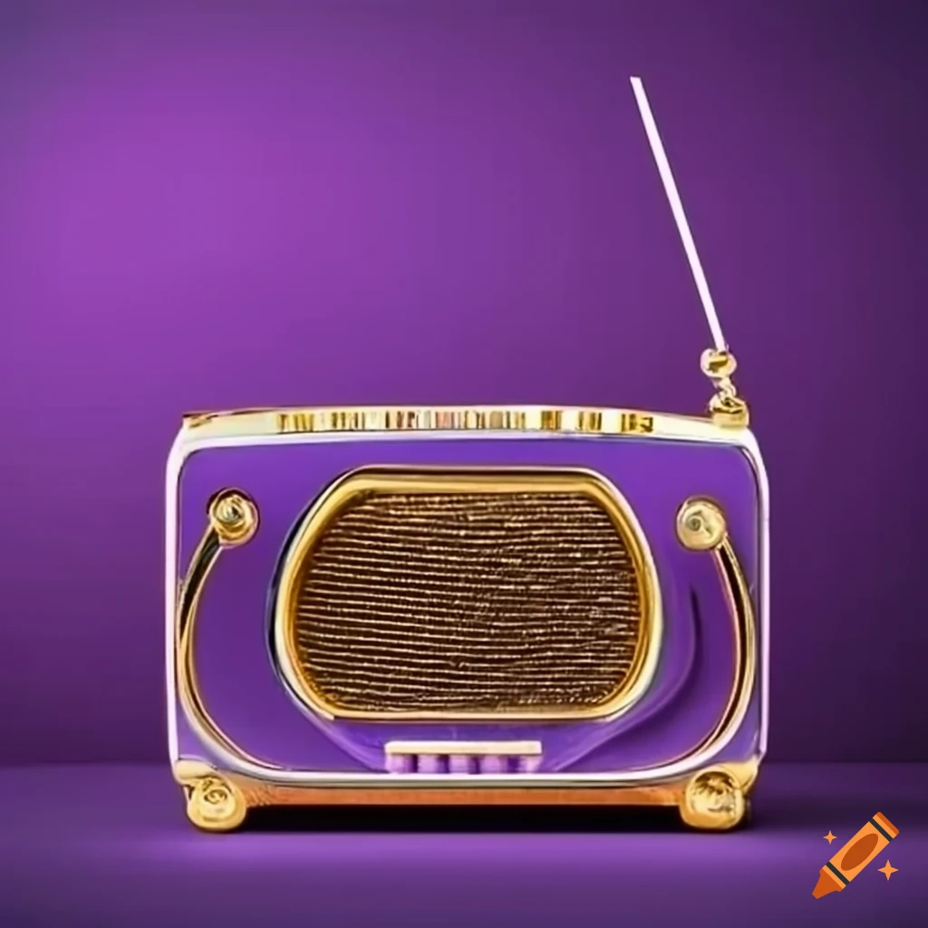 Vintage purple and metallic gold themed radio on Craiyon