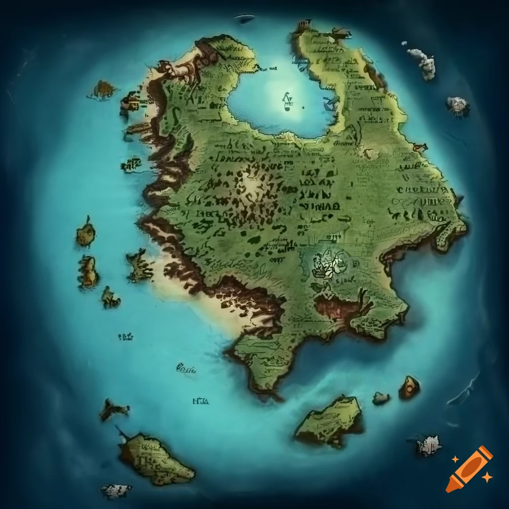 Fantasy map illustration on Craiyon