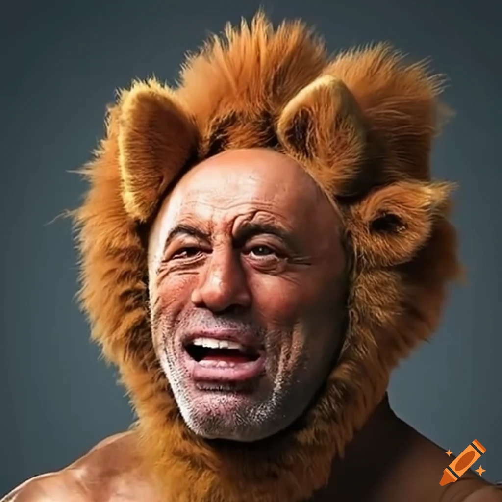 Funny joe rogan face in lion costume on Craiyon
