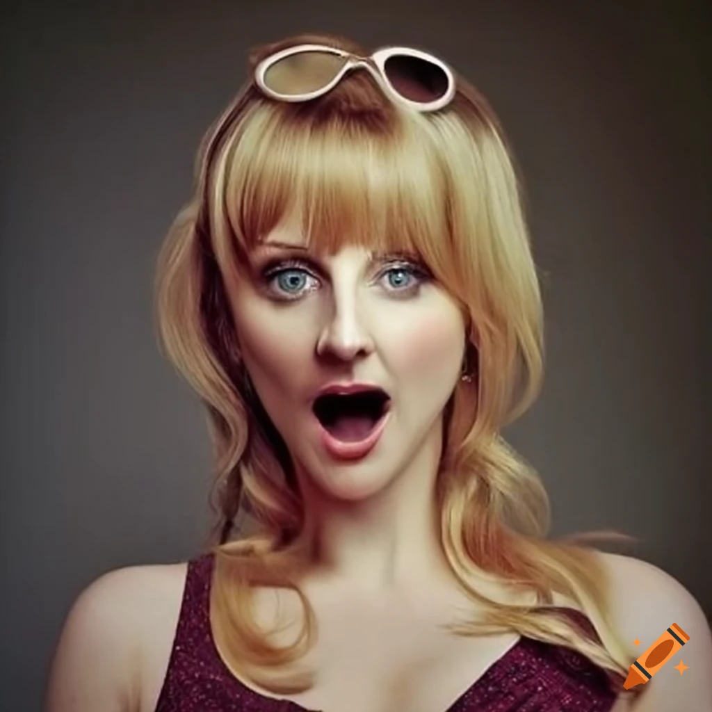 Melissa rauch with glasses and an astonished expression on Craiyon