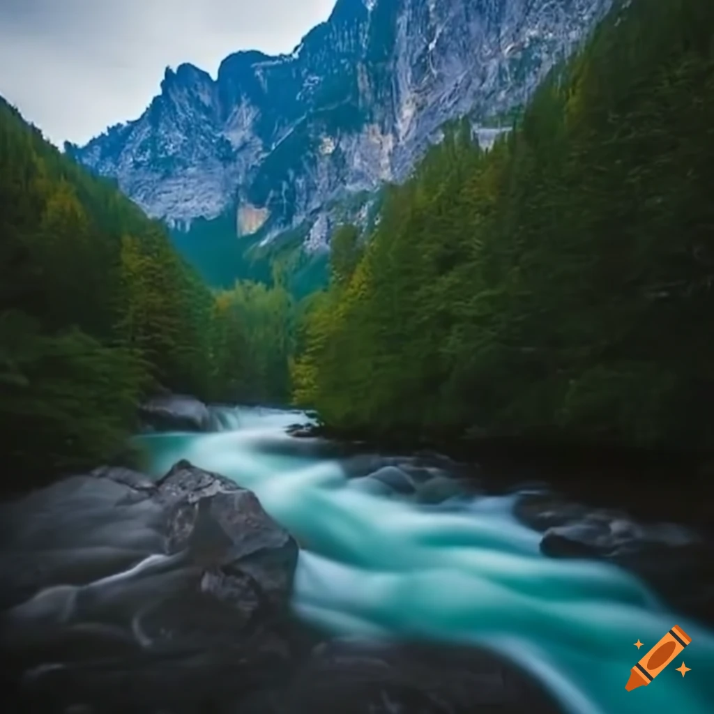 Mountain river on Craiyon