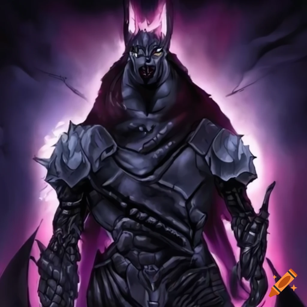 Dark and energetic wolf knight character on Craiyon