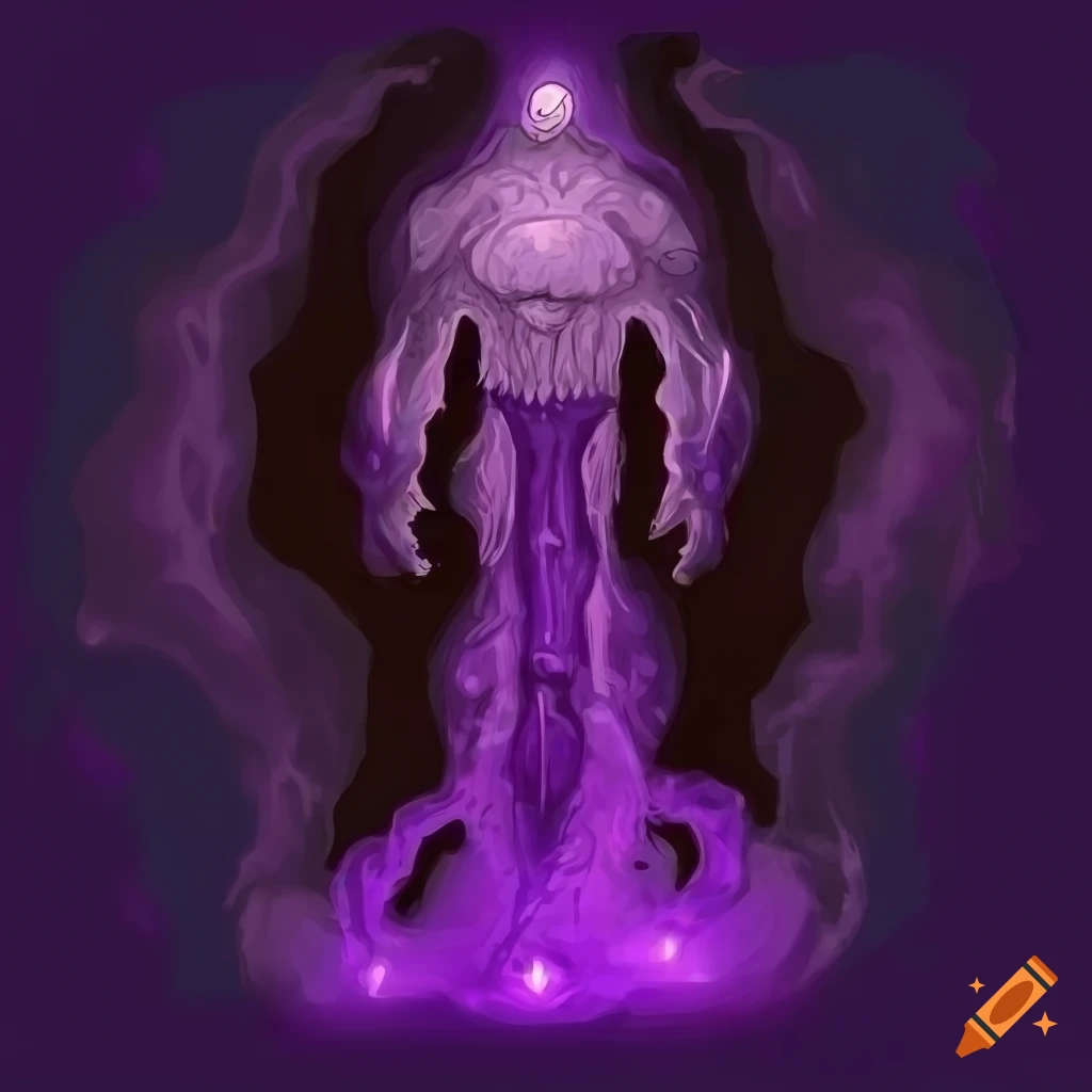 Drawing of a gravity giant with a purple aura in dungeons and dragons ...