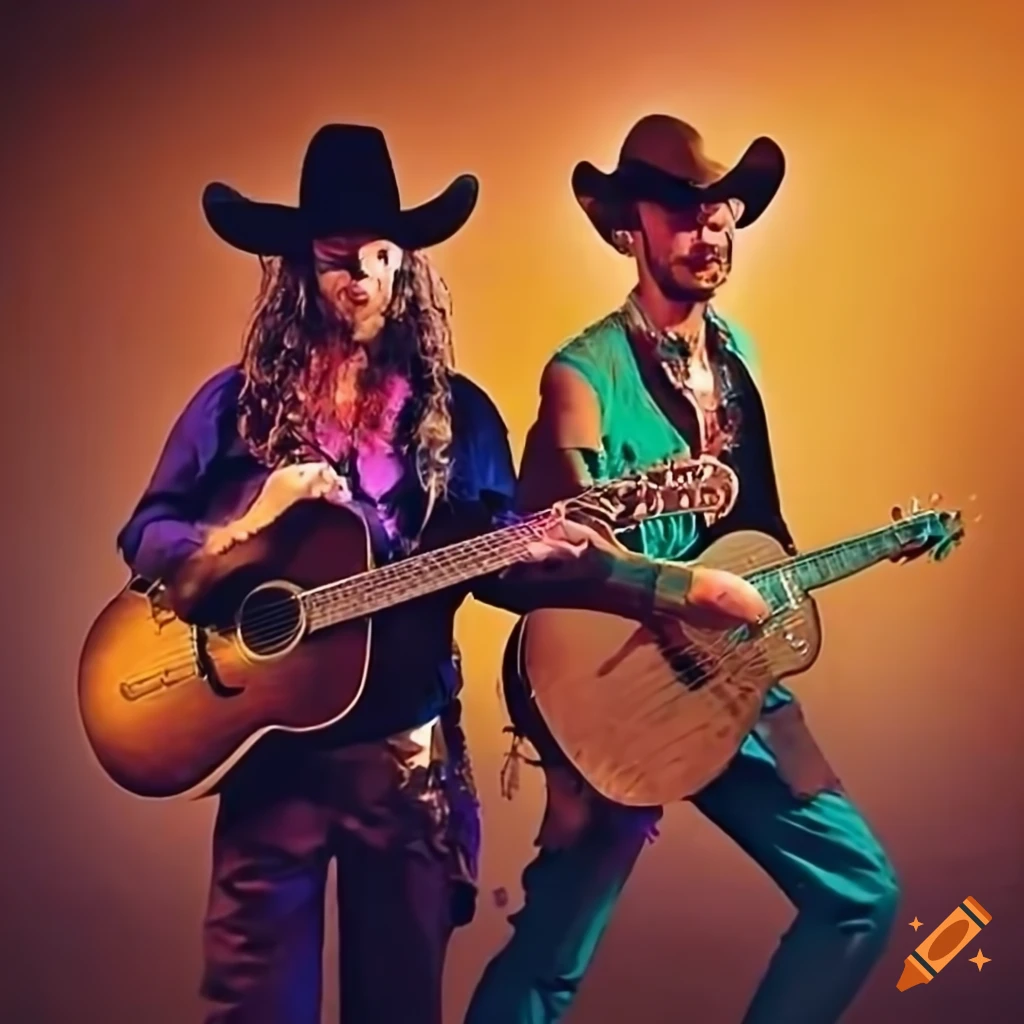 Hippie cowboy duo band on Craiyon