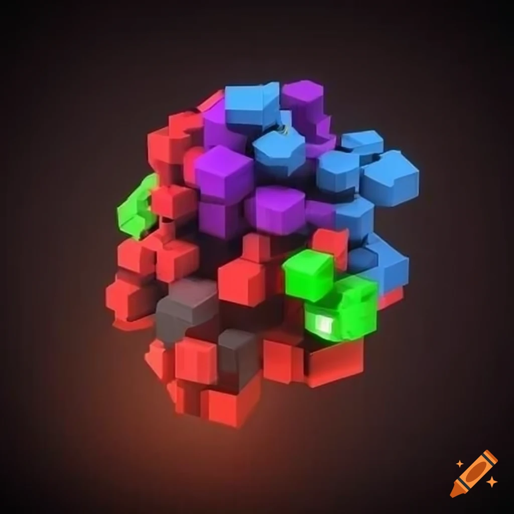 Protein molecule with amino acids resembling lego cubes on Craiyon