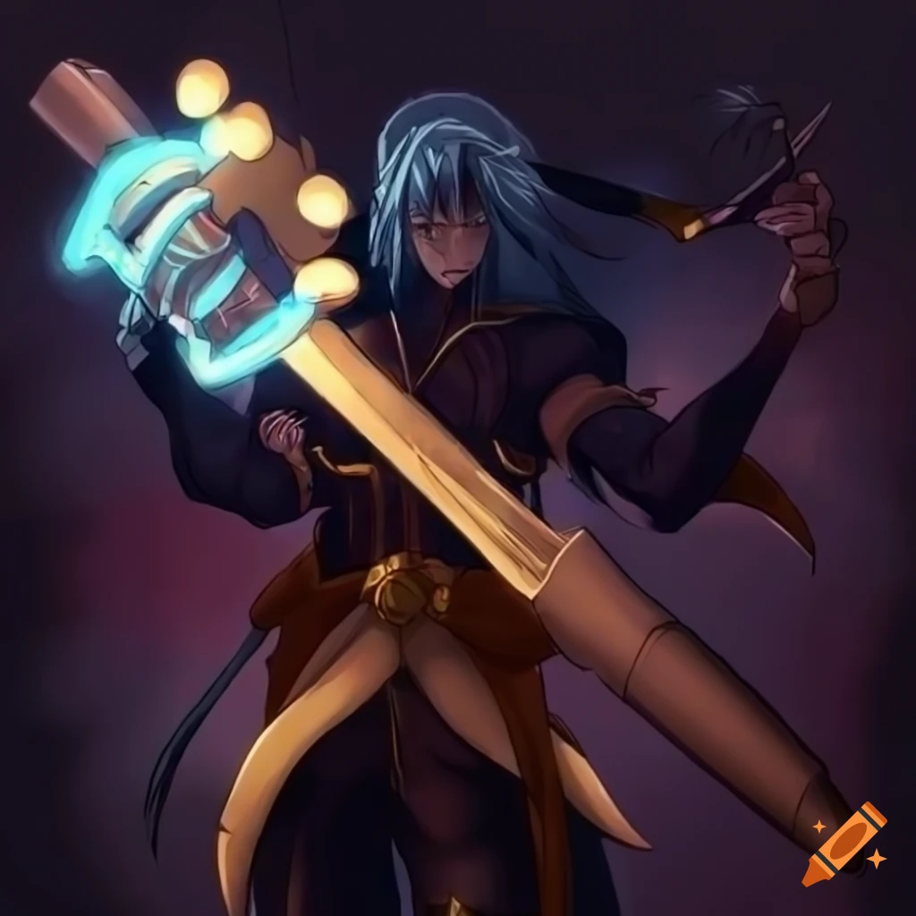 Anime-style god wielding a hammer on Craiyon