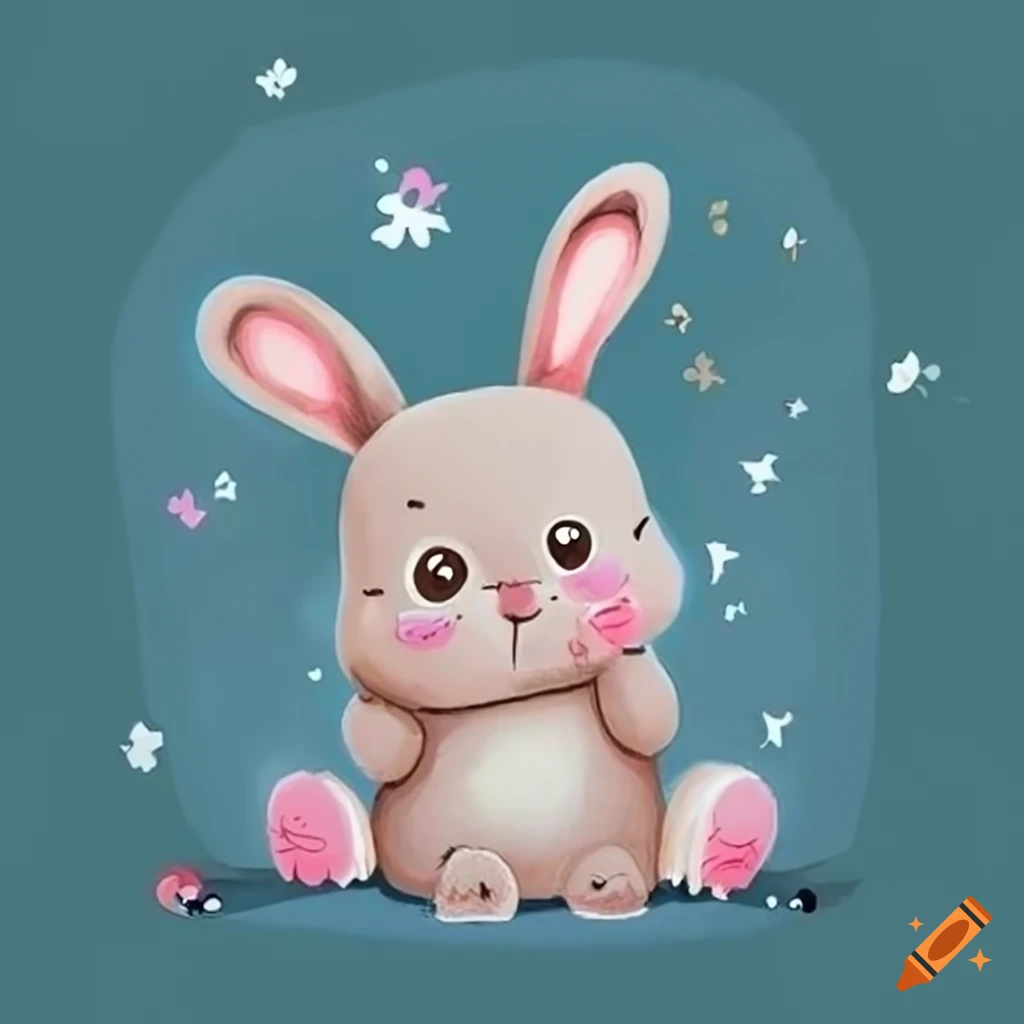 Charming rabbit drawing for a children's bedroom on Craiyon