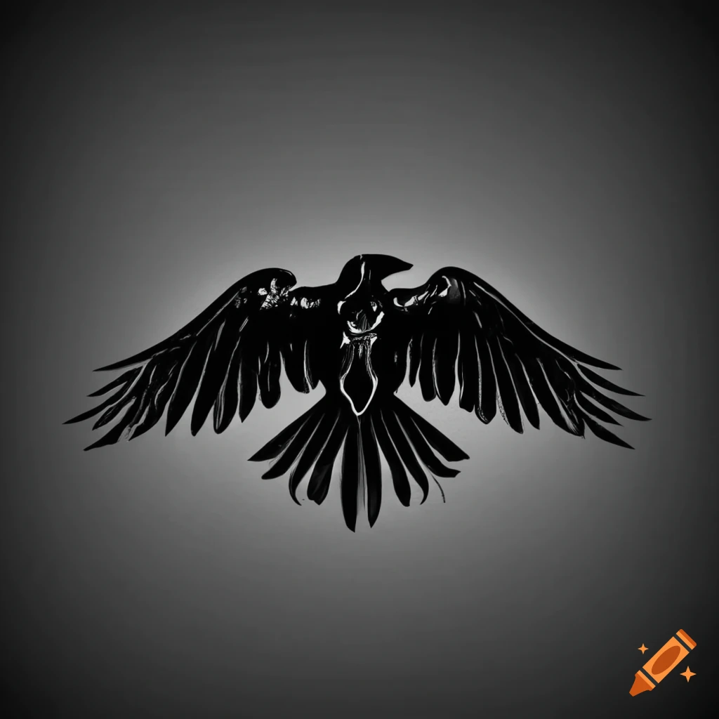 German style dark logo with black raven on Craiyon