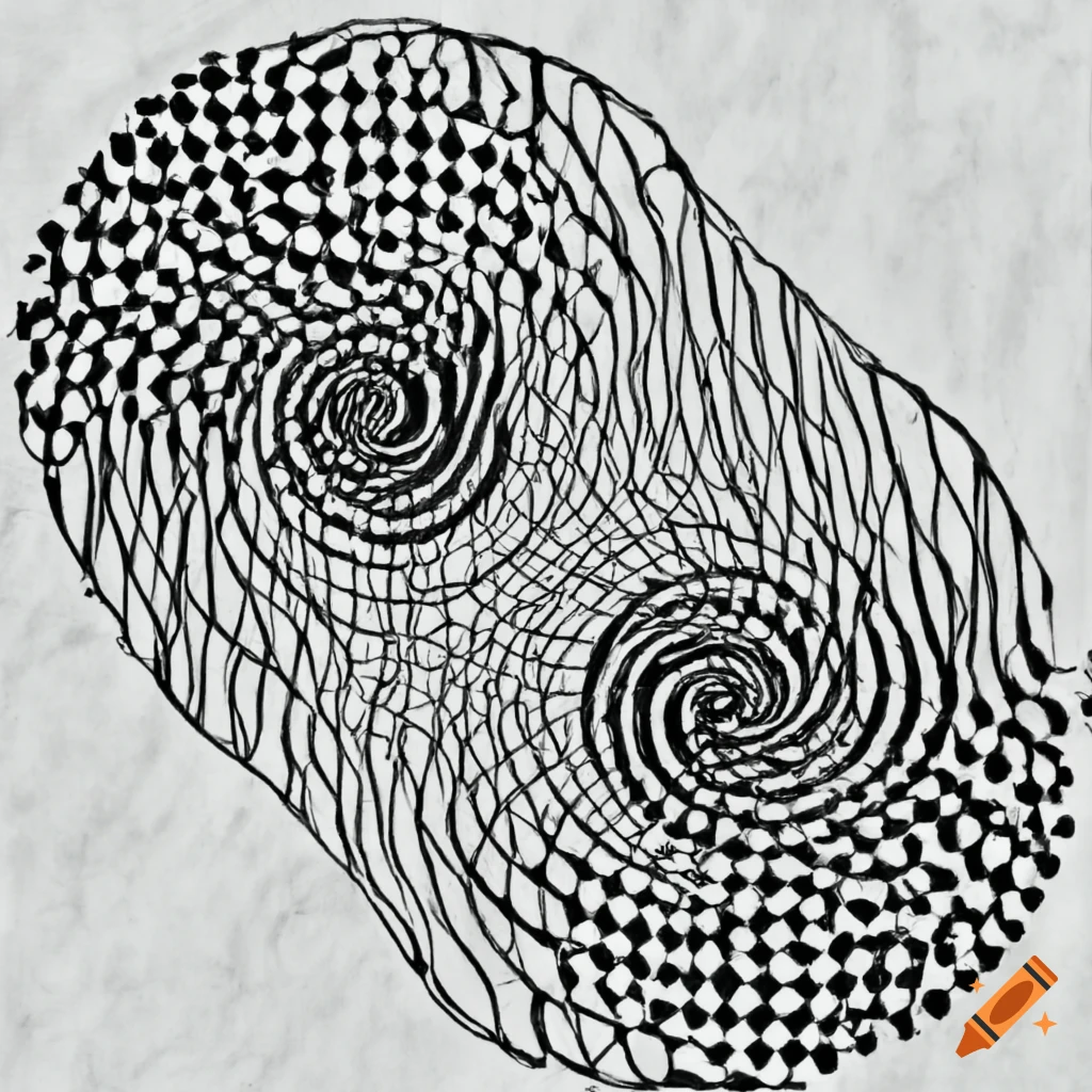 Black and white illustration of intersecting spirals with mathematical ...