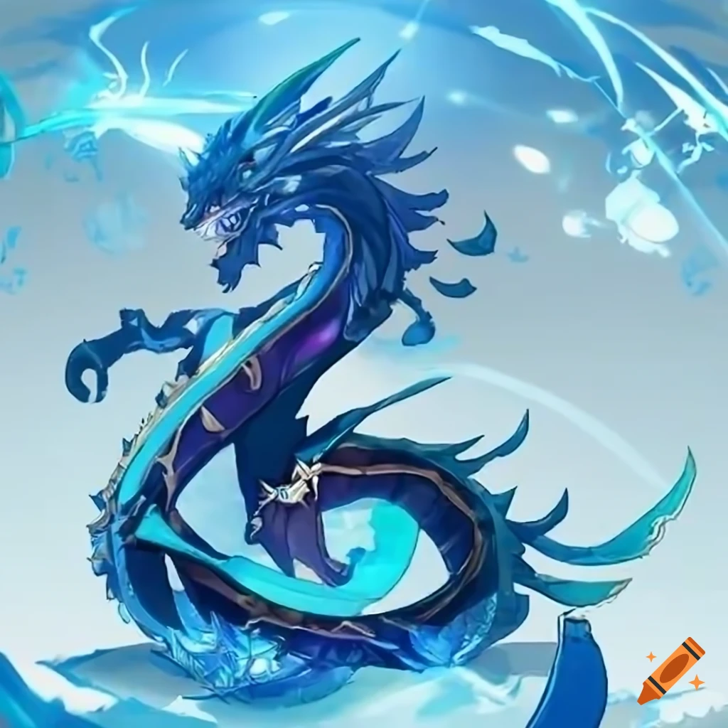 Genshin impact male ocean dragon boss (osial) with dragonling in ocean ...