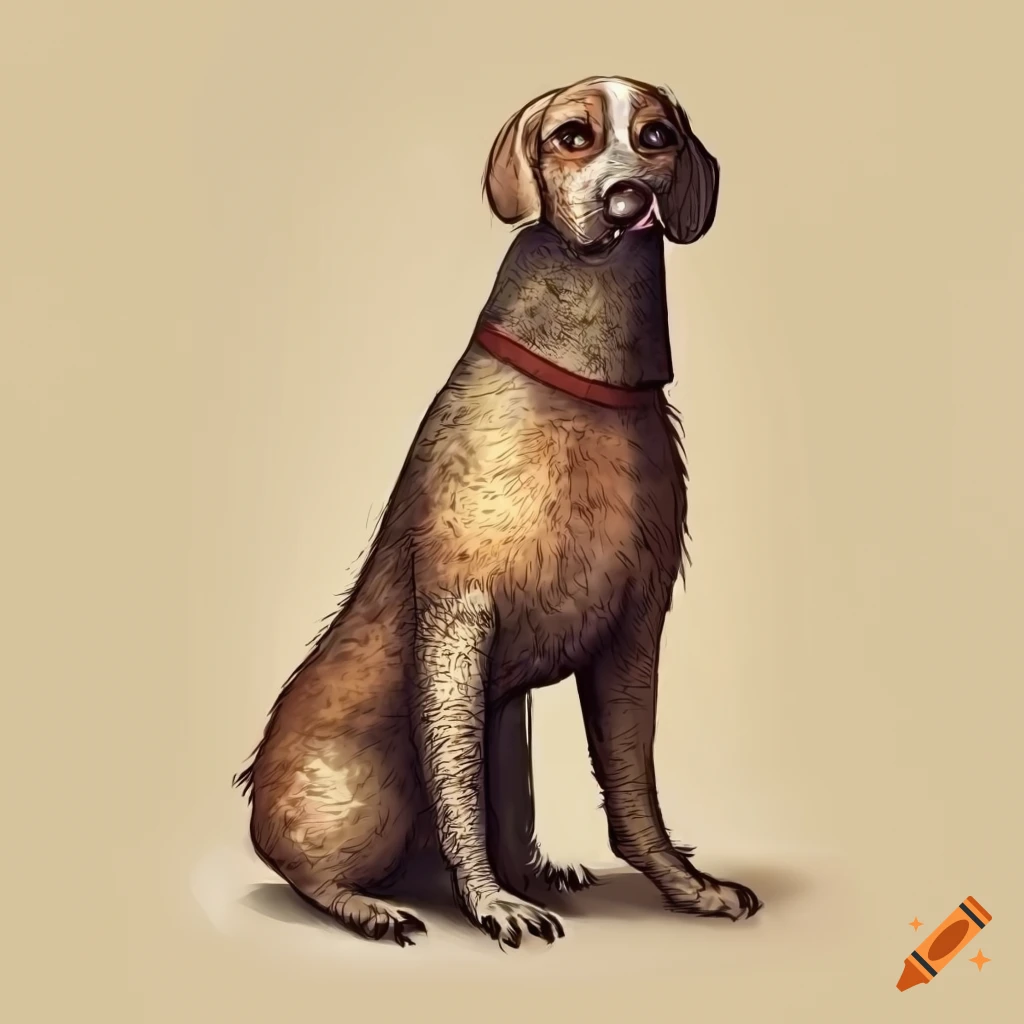 Illustration of a dog in a medieval style on Craiyon