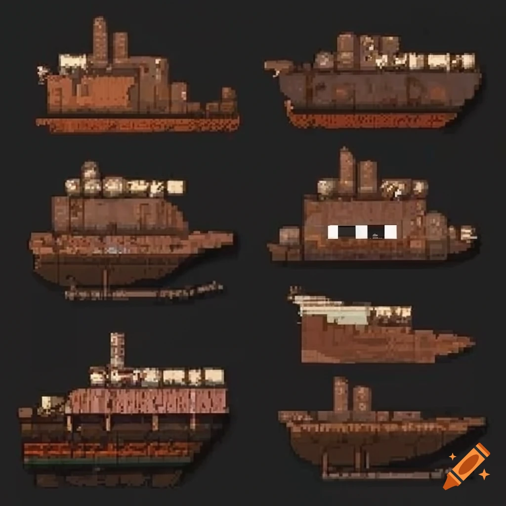 Bulk scrap rusty ship sprites on Craiyon