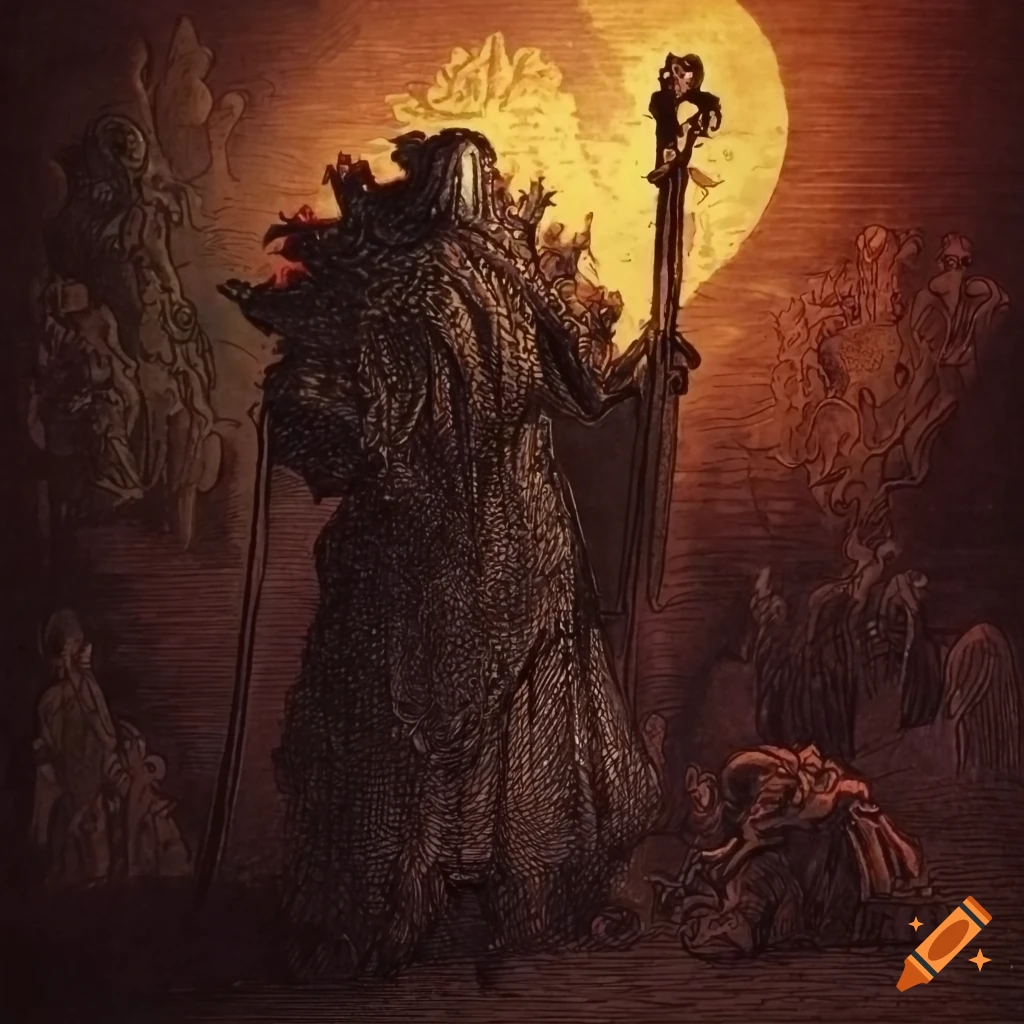 Detailed illustration of knights in the style of Gustave Doré on Craiyon