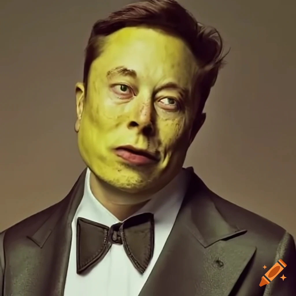 Caricature of elon musk as shrek on Craiyon