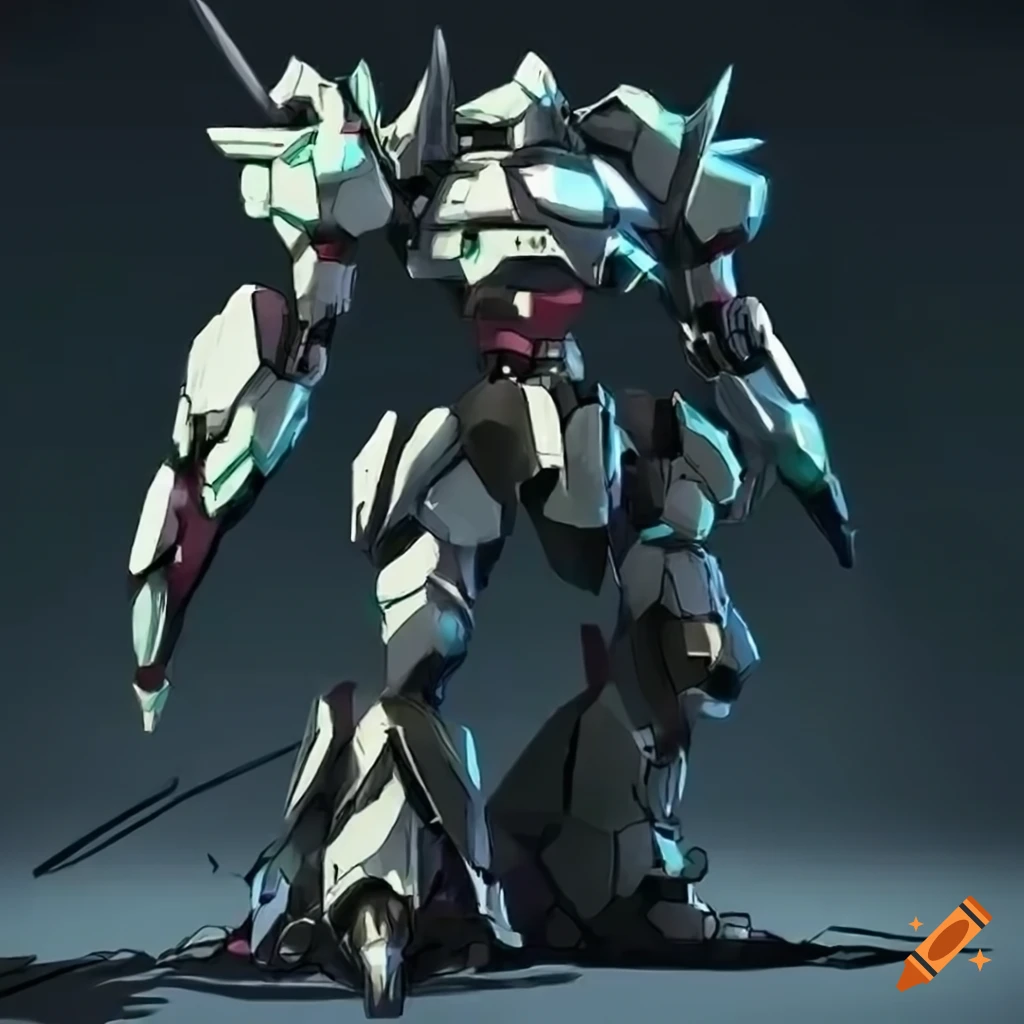 Bulky armored anime mecha on Craiyon