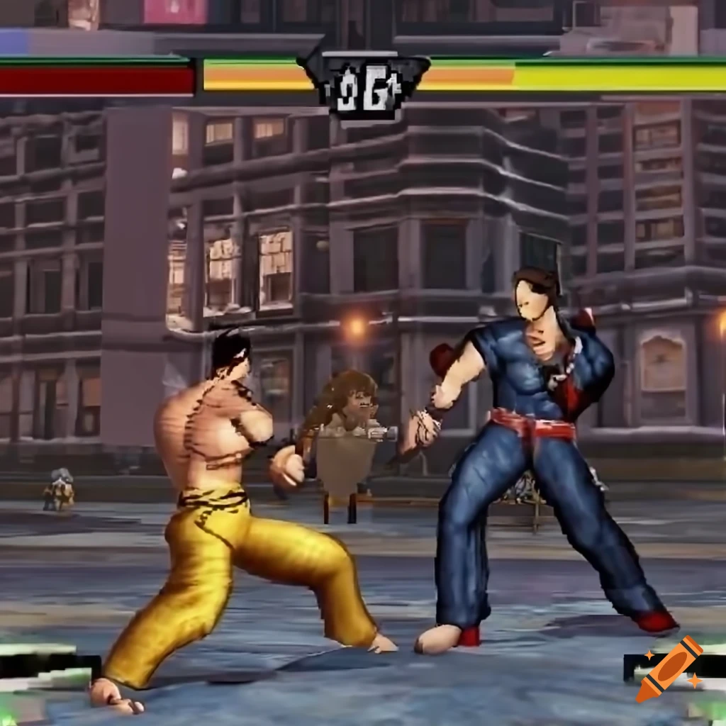 Screenshot from a fighting game with PS1 level graphics on Craiyon