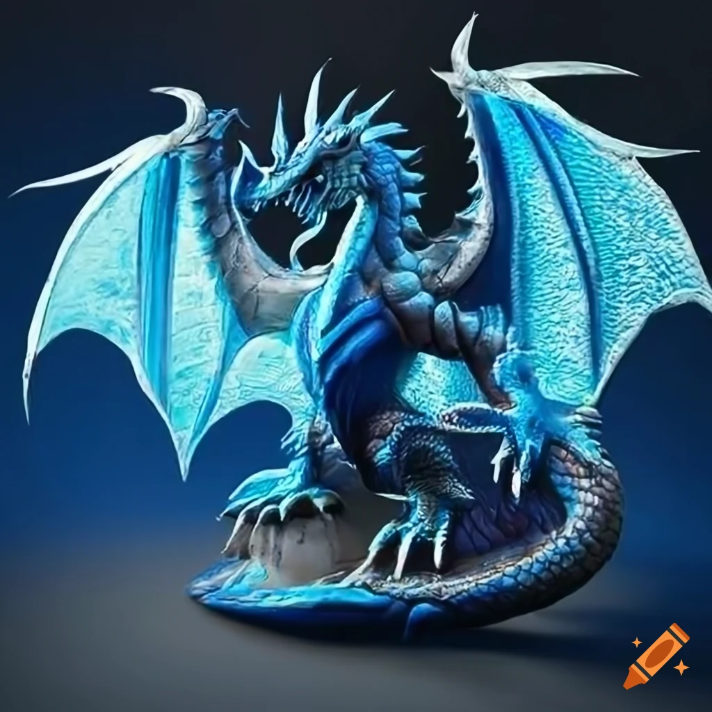 Blue electric medieval dragon on Craiyon
