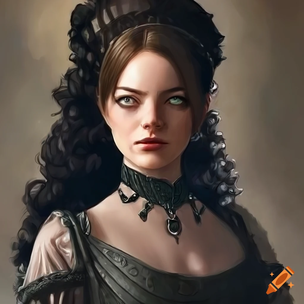 Powerful Victorian woman with cold eyes in a medieval setting, artwork ...