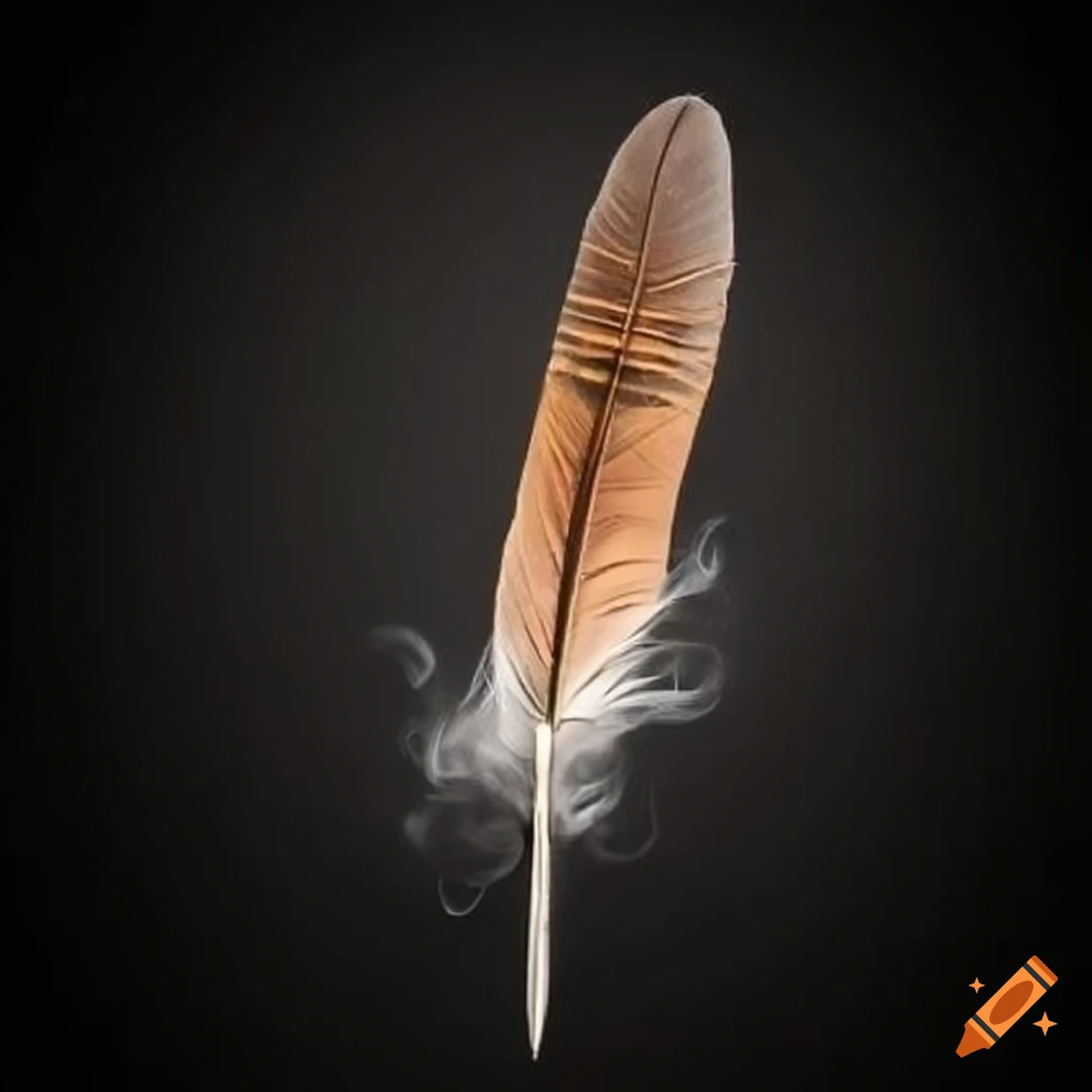 Smoke transforming into an owl feather quill pen on Craiyon