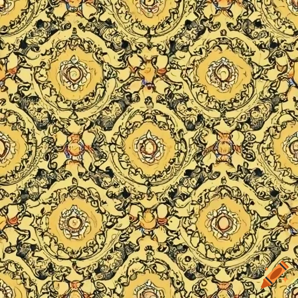 High-quality yellow paisley pattern on textile design on Craiyon