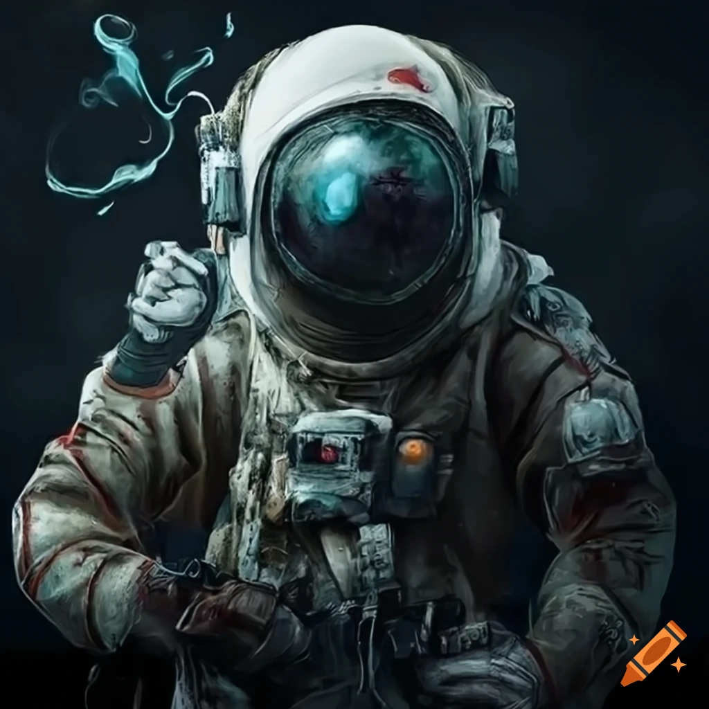 Post-apocalyptic astronaut smoking weed on Craiyon
