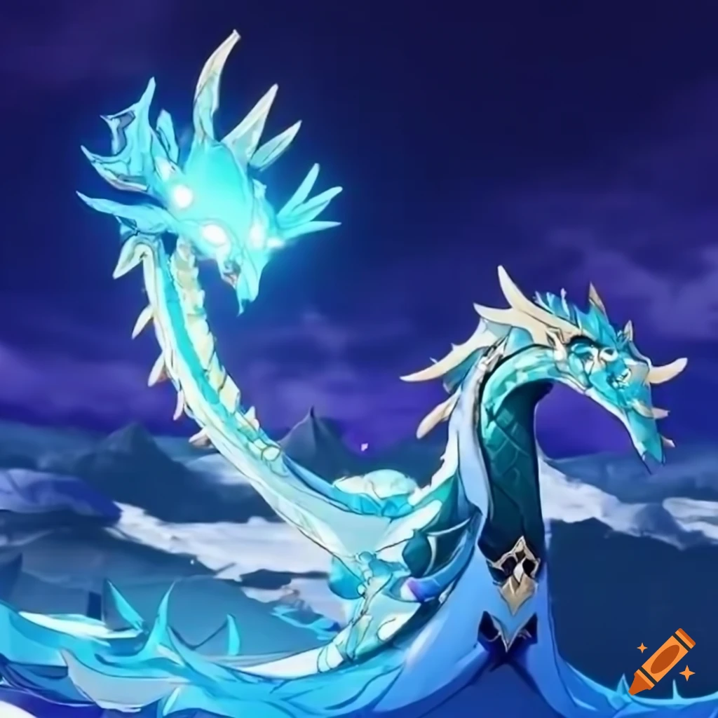 Genshin impact ocean dragon boss on Craiyon