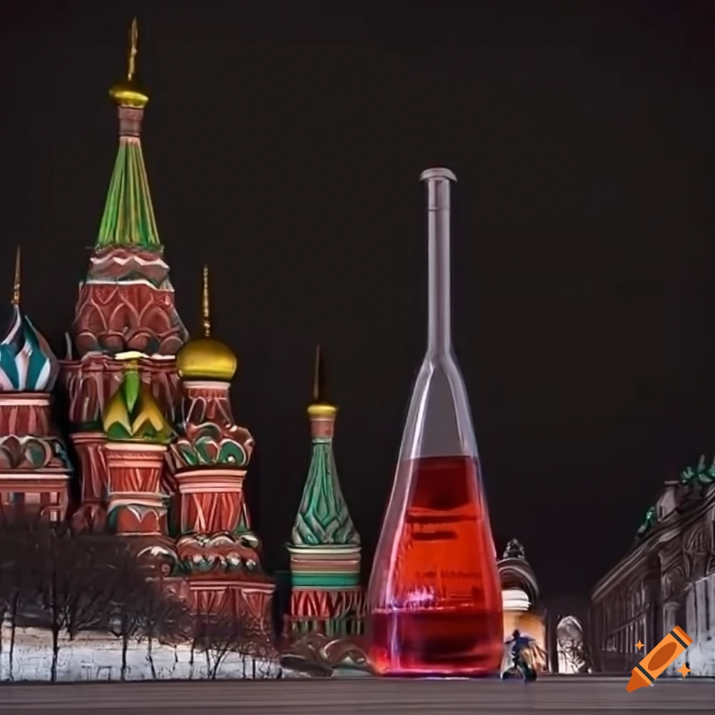 Laboratory flask in the red square, moscow on Craiyon