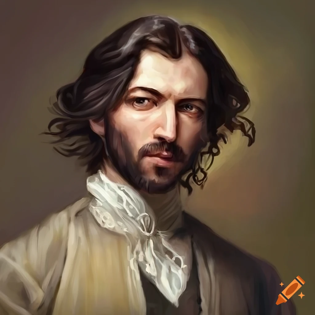 Victorian man in medieval setting with captivating gaze and exquisite ...