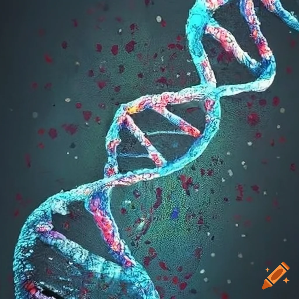 Dna structure wrapped around new york city on Craiyon