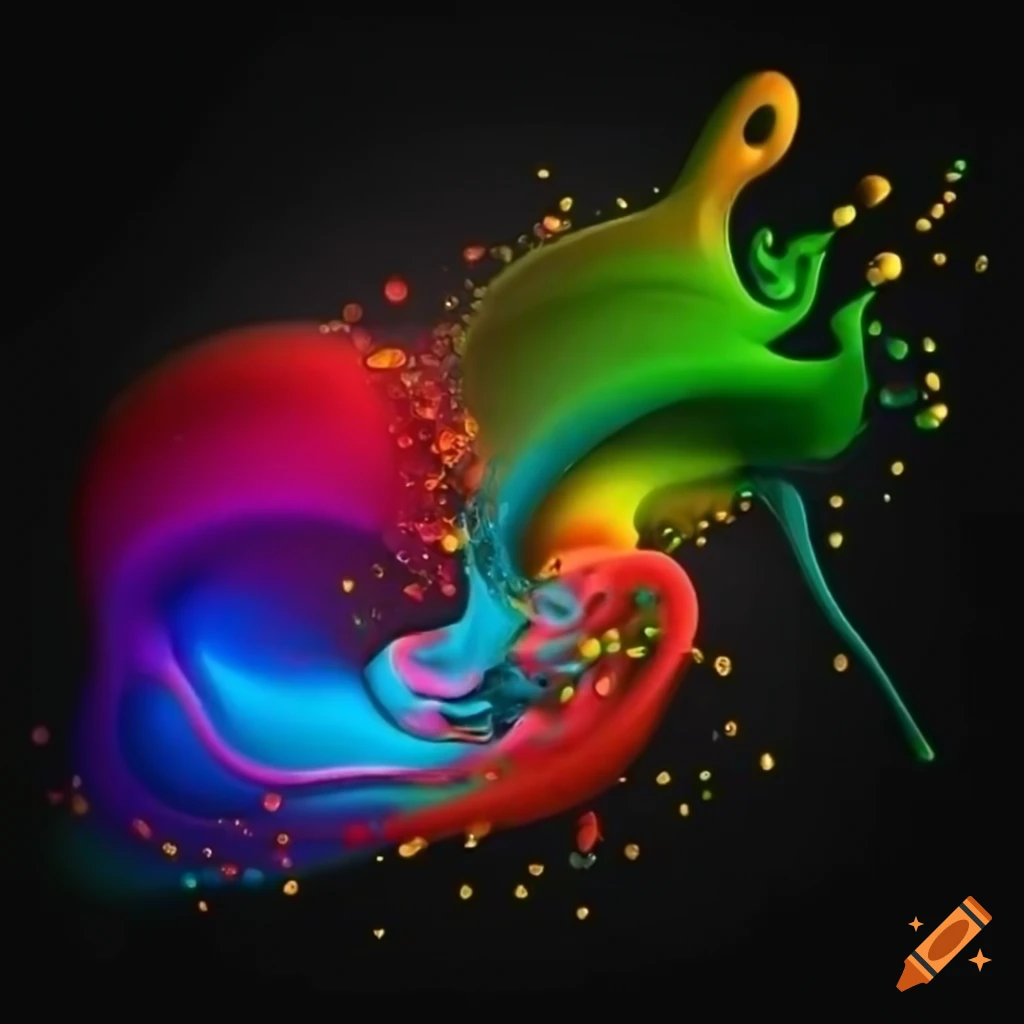 Vibrant splash of colors on a black background on Craiyon