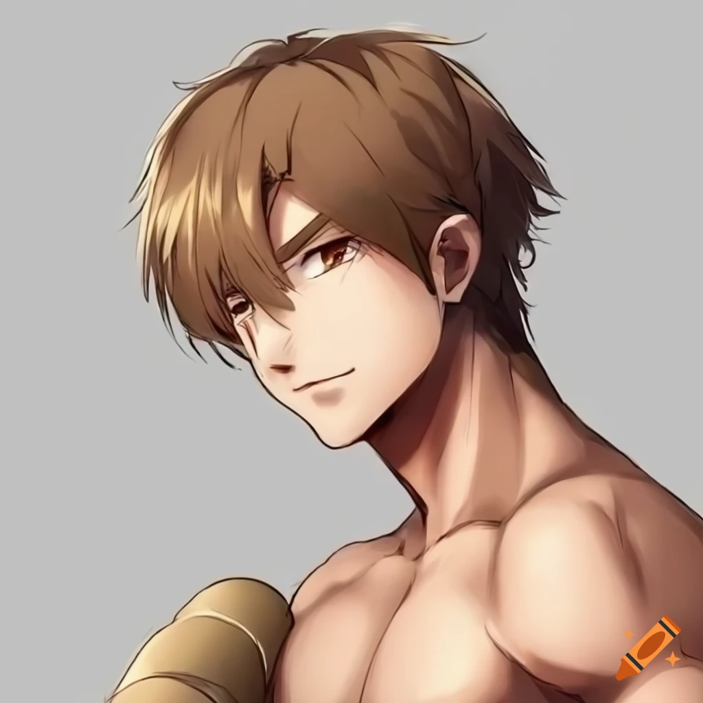 Young man with light brown hair and brown eyes, in a boxer fighter ...