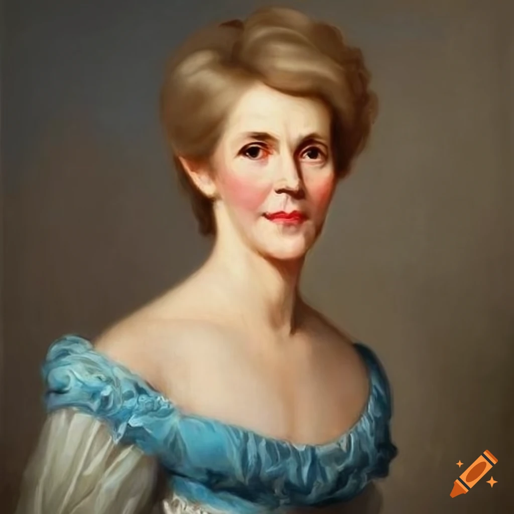 Elegant 19th century neoclassical style painted portrait of nancy ...