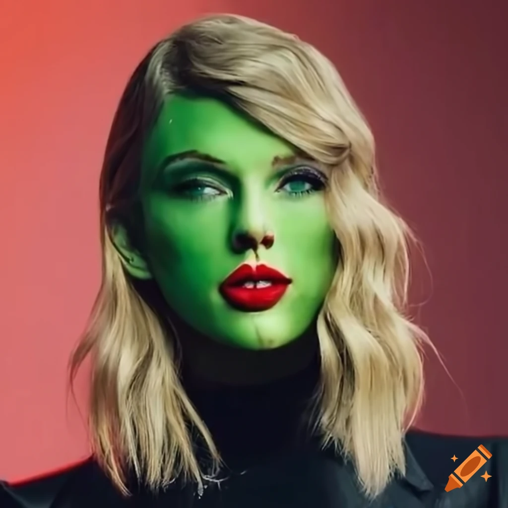 Taylor Swift with green face paint resembling 'The Mask' character on ...