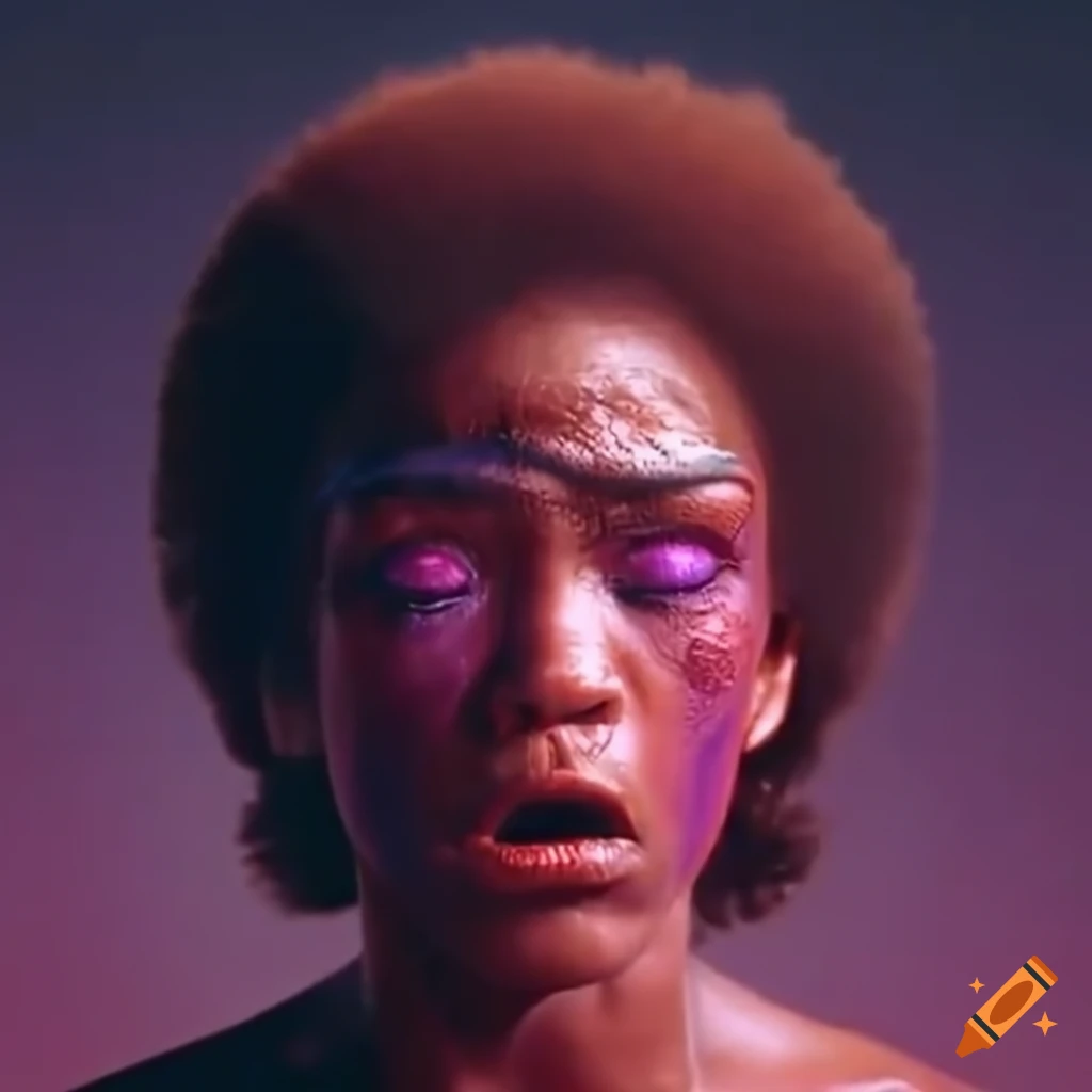 Bruised woman martial fighter with a dizzy expression on Craiyon