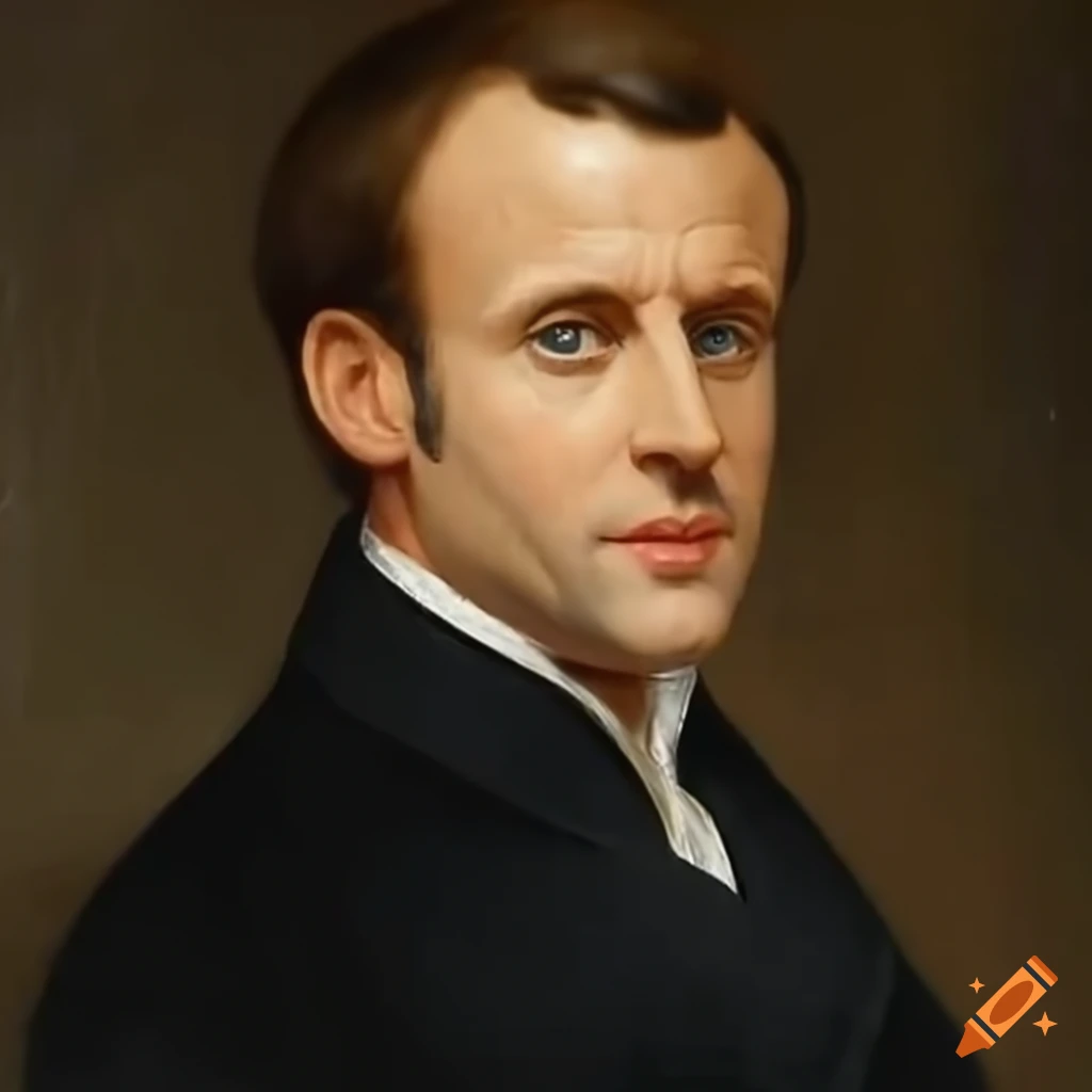 Neoclassical style painted portrait of emmanuel macron on Craiyon