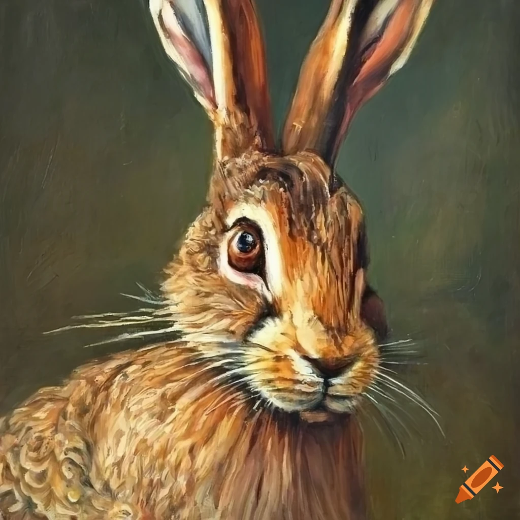 Royal hare portrait in oil painting on Craiyon