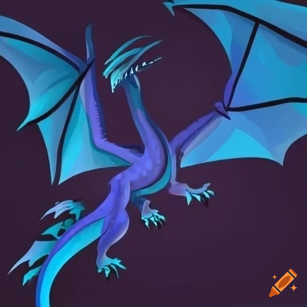 Minimalist blue dragon flying in expressionist style on Craiyon
