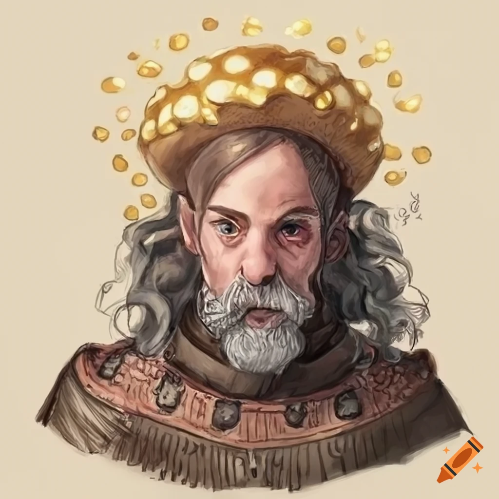 DnD merchant with mushroom head and ornamented tunic in detailed ...