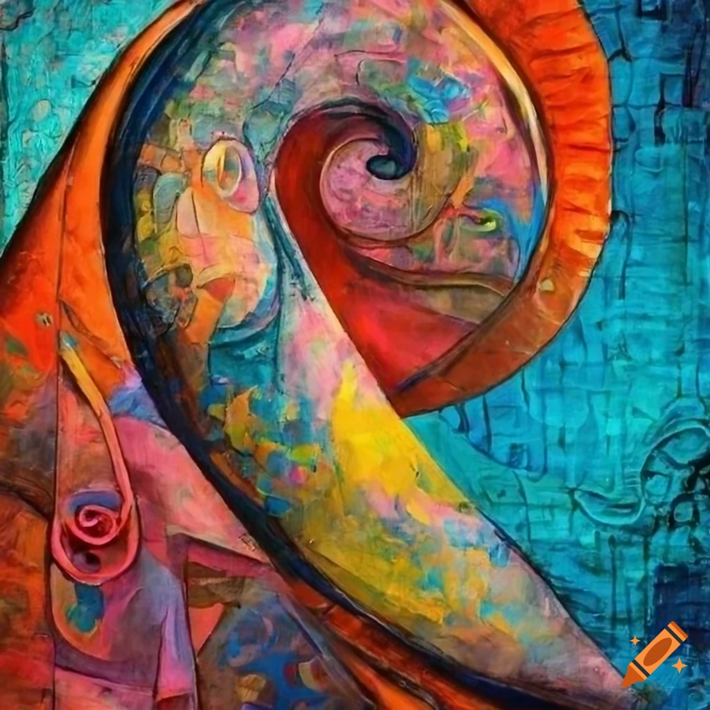 Textured cubism painting with volume and harmonic colors on Craiyon