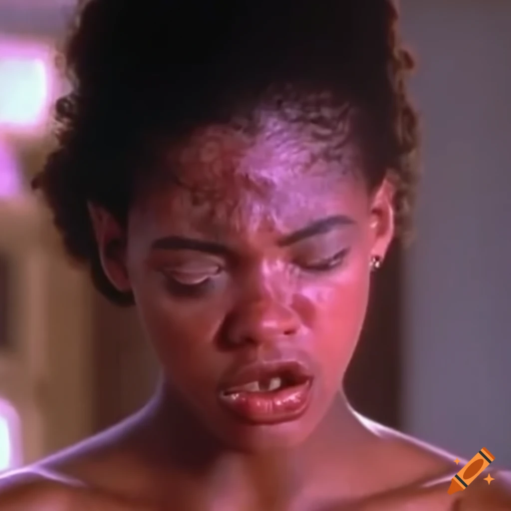 Black woman martial fighter with dizzy expression on Craiyon