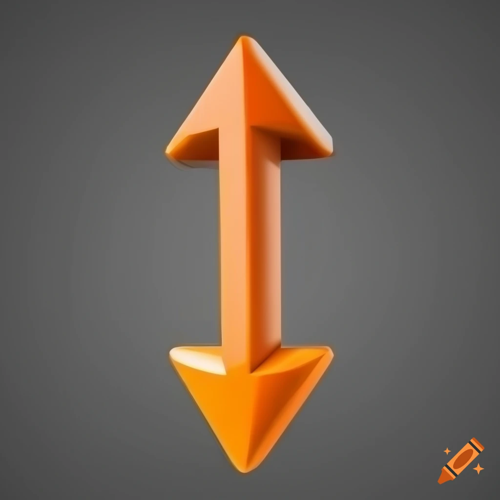 Orange 3d arrow game icon with studio lighting on Craiyon