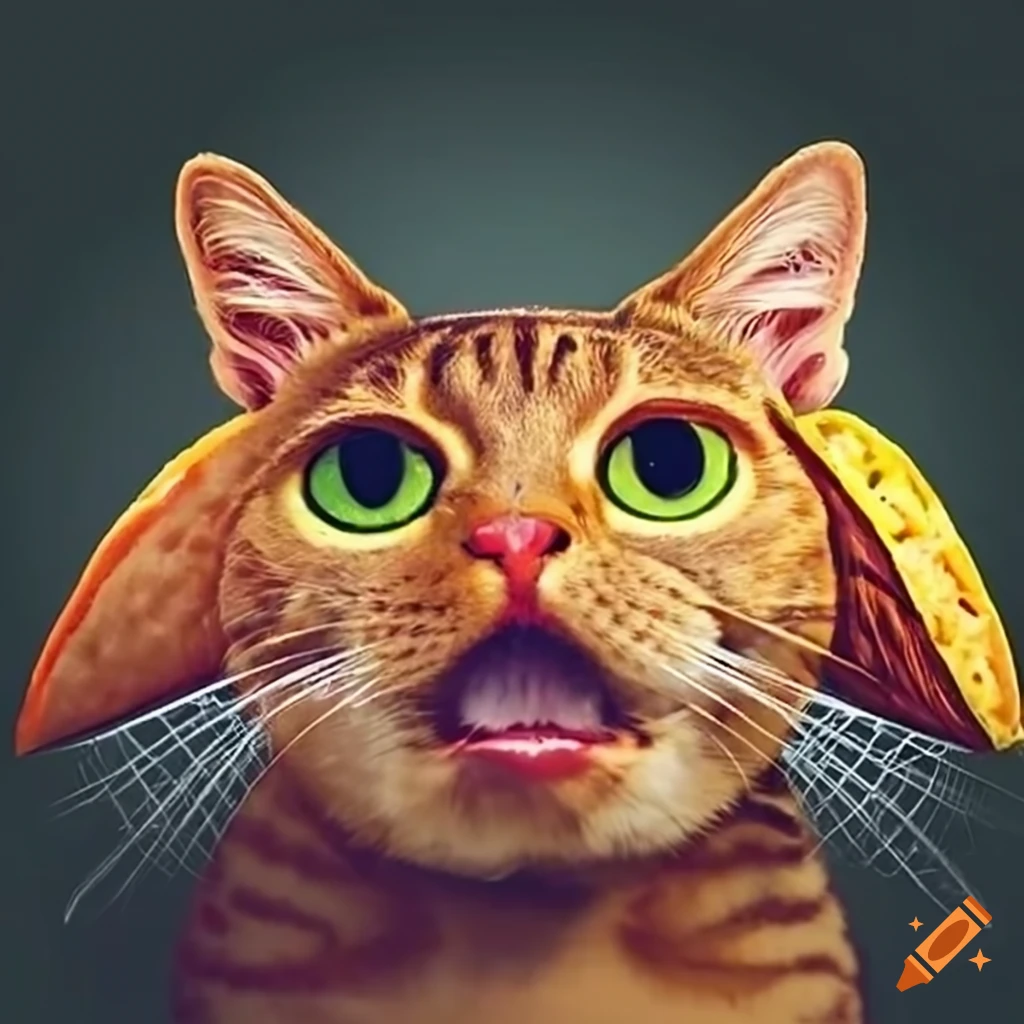 Illustration of a taco cat on Craiyon