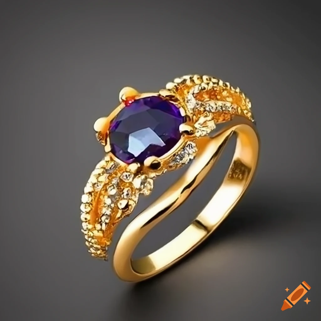 Unique gold ring with precious gems on Craiyon