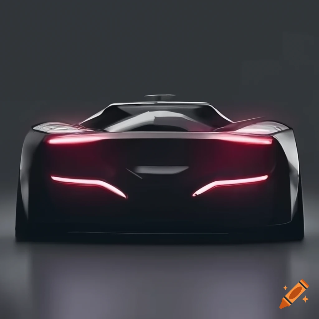 Sleek hypercar rear view with curved silhouette and taillights on Craiyon