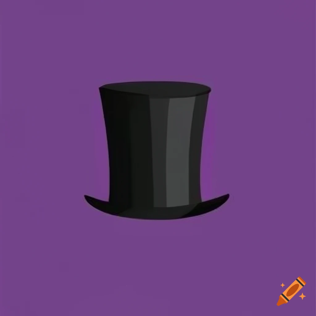 Vectorized black top hat on solid purple background on Craiyon
